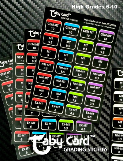 Full Set Black 252 pc. Taby Card™ TC2 Grading Stickers! x9 Sticker Car