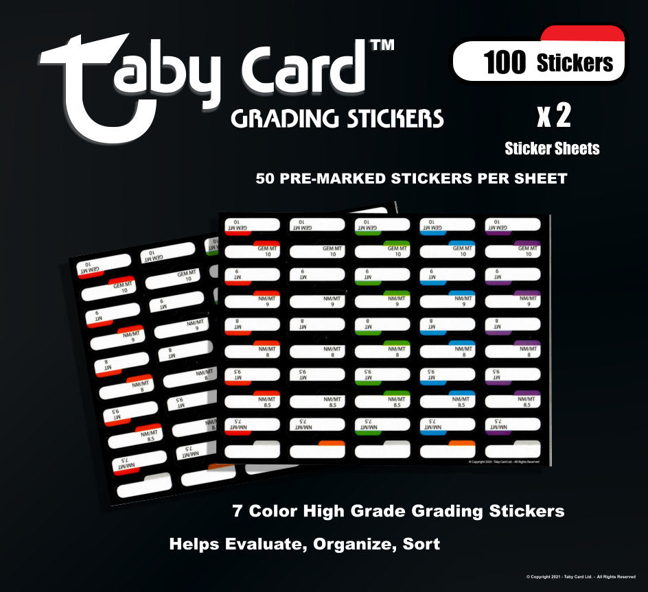 Taby Card™ 100 pc. TC2 Card Grading Sticker Set! x2 sheets, 50 sticker